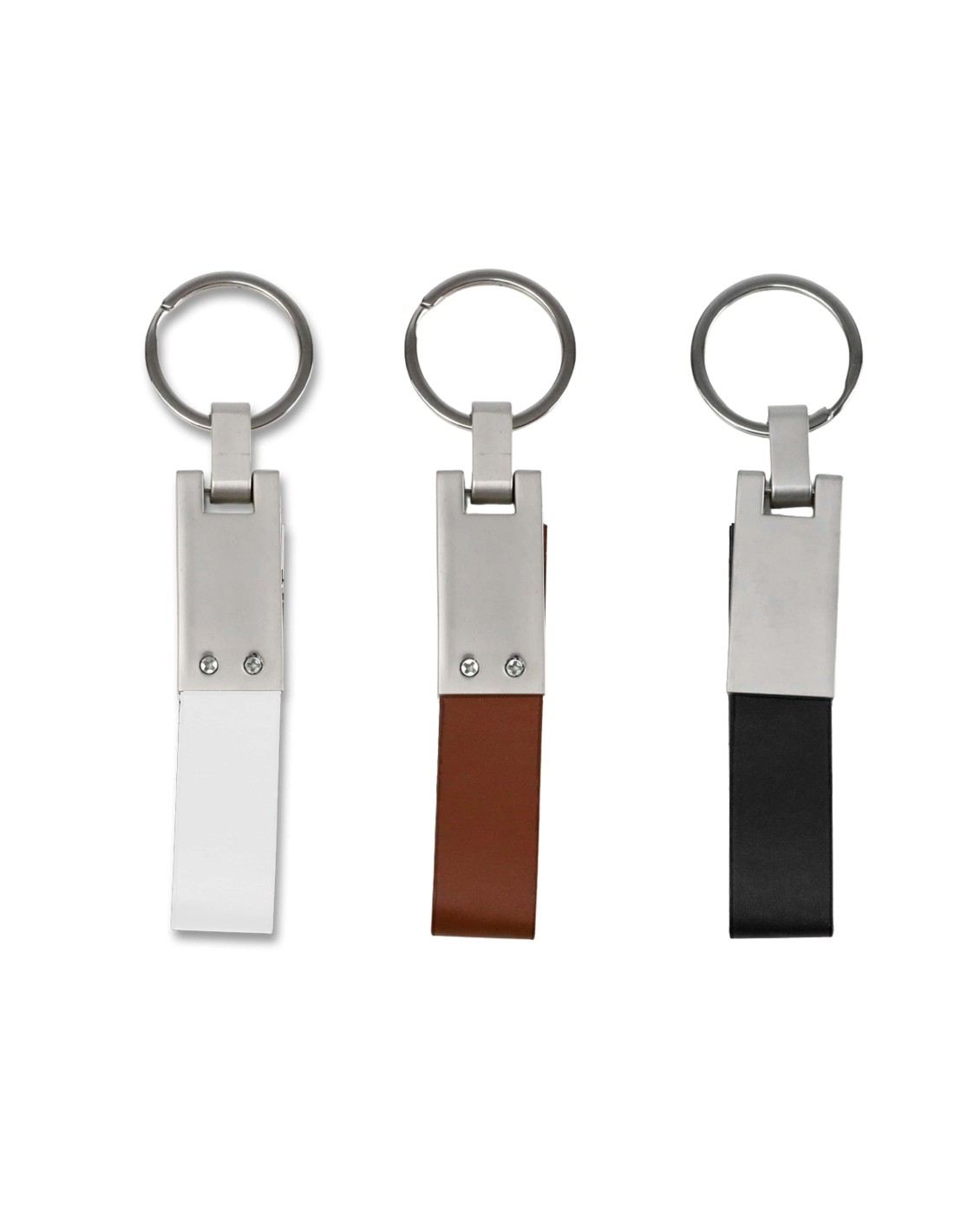 Keychain with Leather Band - Custom Logo Keychains Bulk
